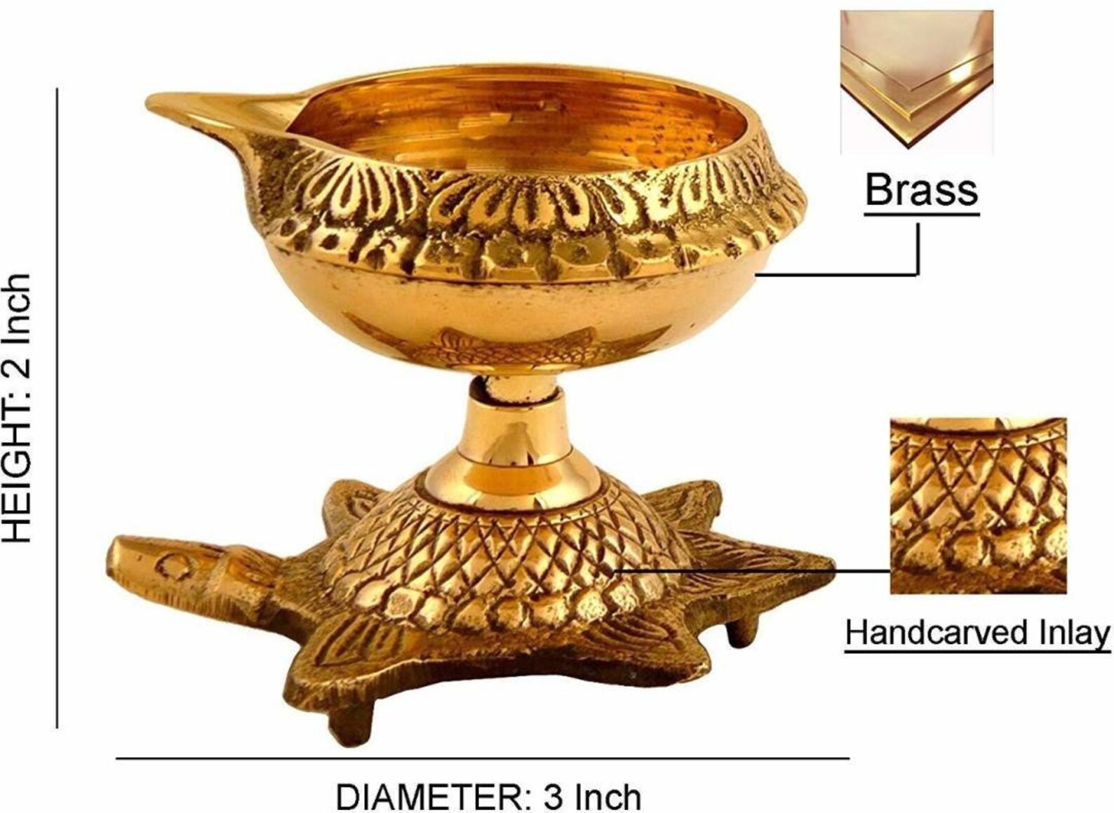 Kuber Diya With Turtle Base Brass Handmade Engraved Design - Etsy