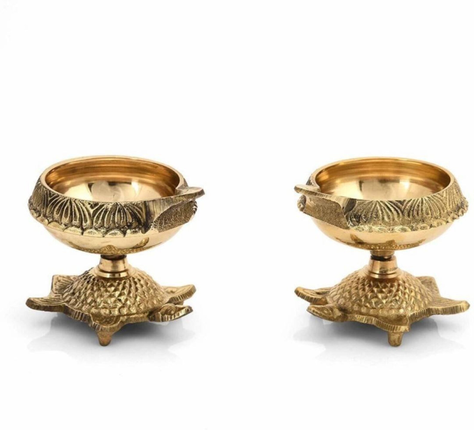 Kuber Diya With Turtle Base Brass Handmade Engraved Design - Etsy