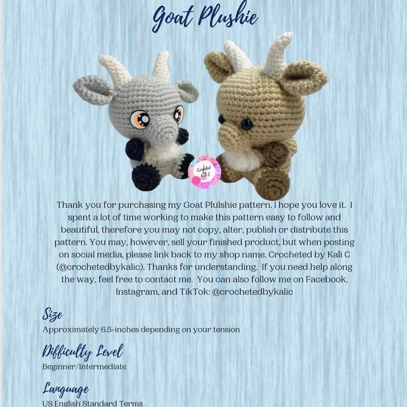 Goat Crochet Pattern, Easy Crochet Goat Pattern, Beginner Crochet ...