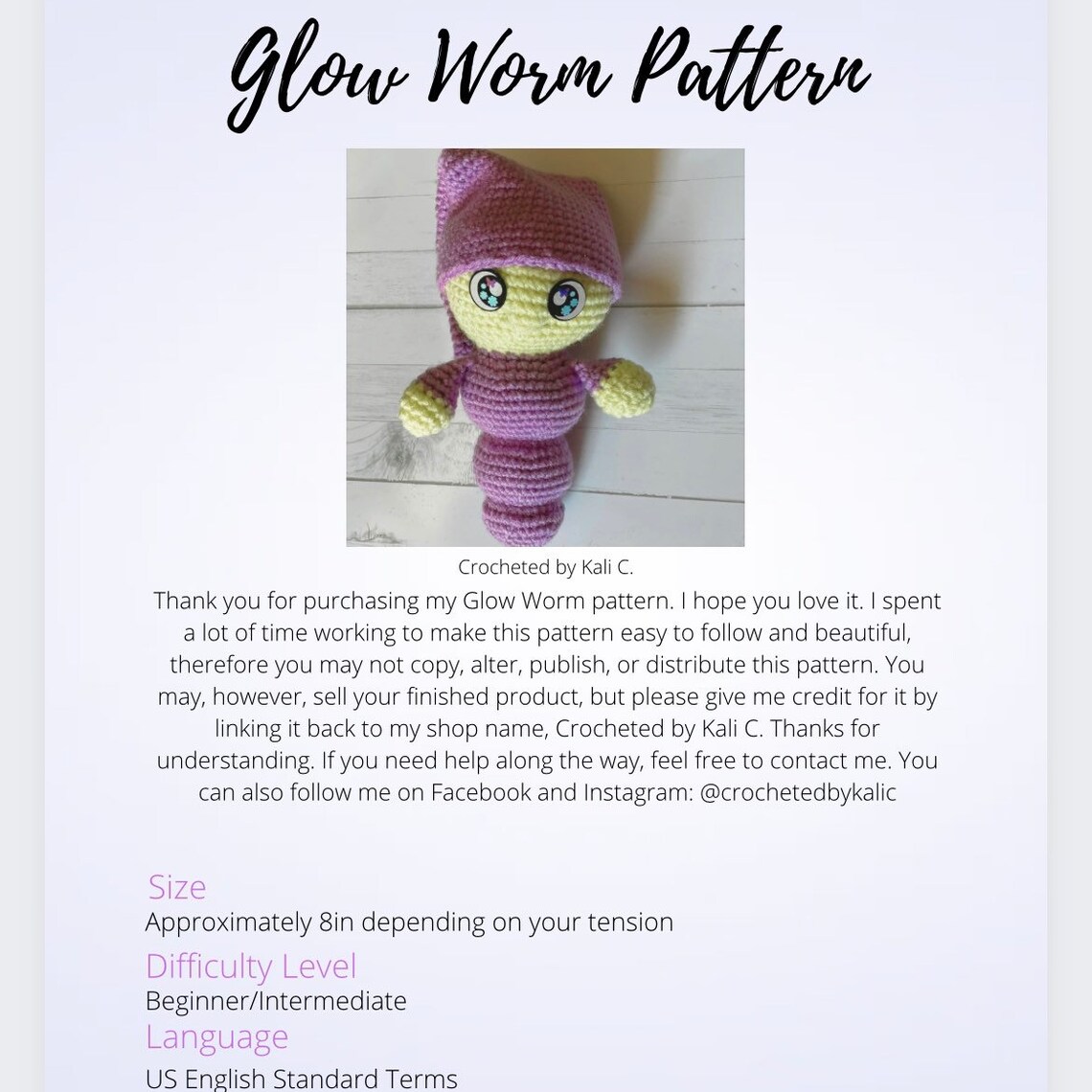 Glow Worm Crochet Pattern Easy Crochet Glow Worm Pattern - Etsy