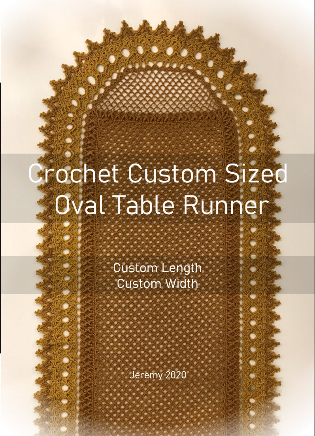 Custom Sized OVAL TABLE RUNNER Crochet Pattern, Crochet Thread, Gift ...