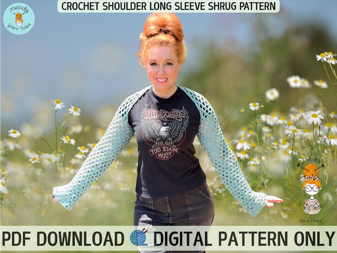 Crochet Pattern, Long Sleeve, Shoulder Shrug Pattern, Boho, Bolero ...