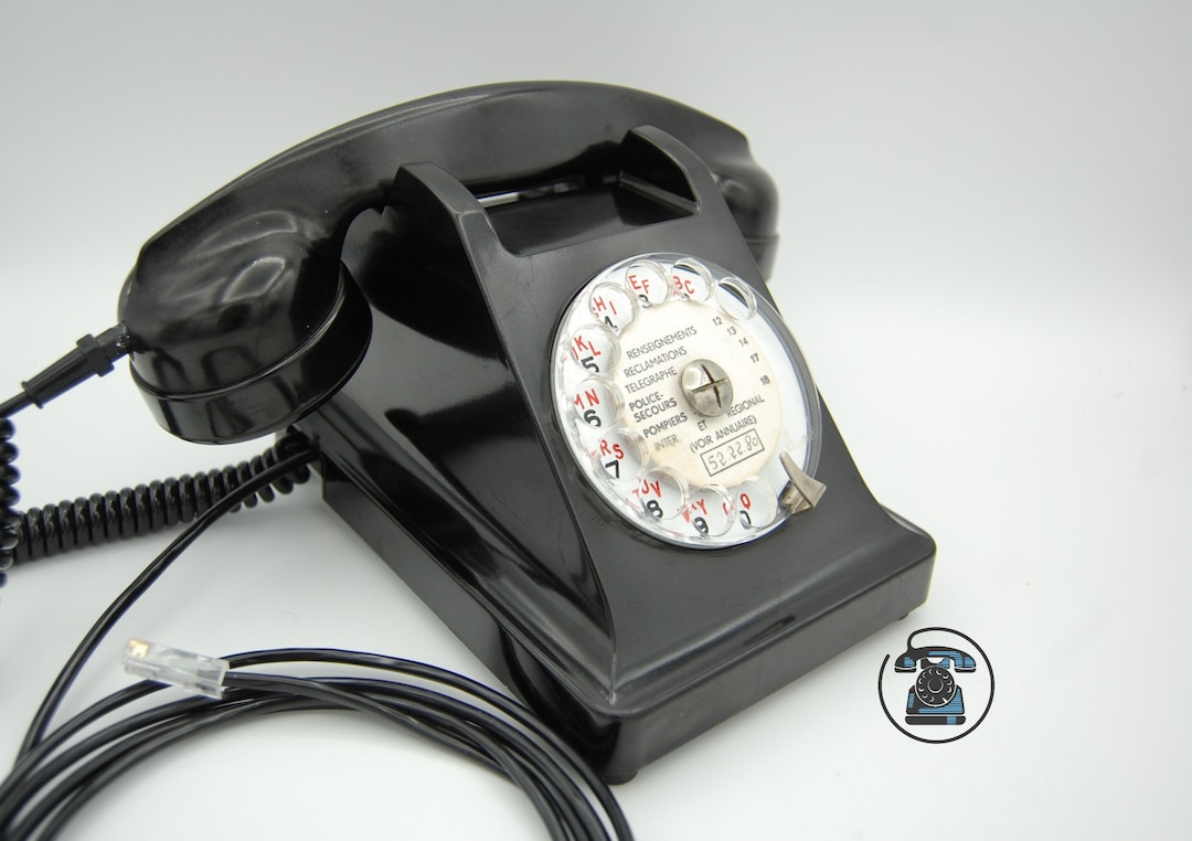 1960s French PTT U43 RETRO Rotary Vintage Telephone in Black ORIGINAL ...