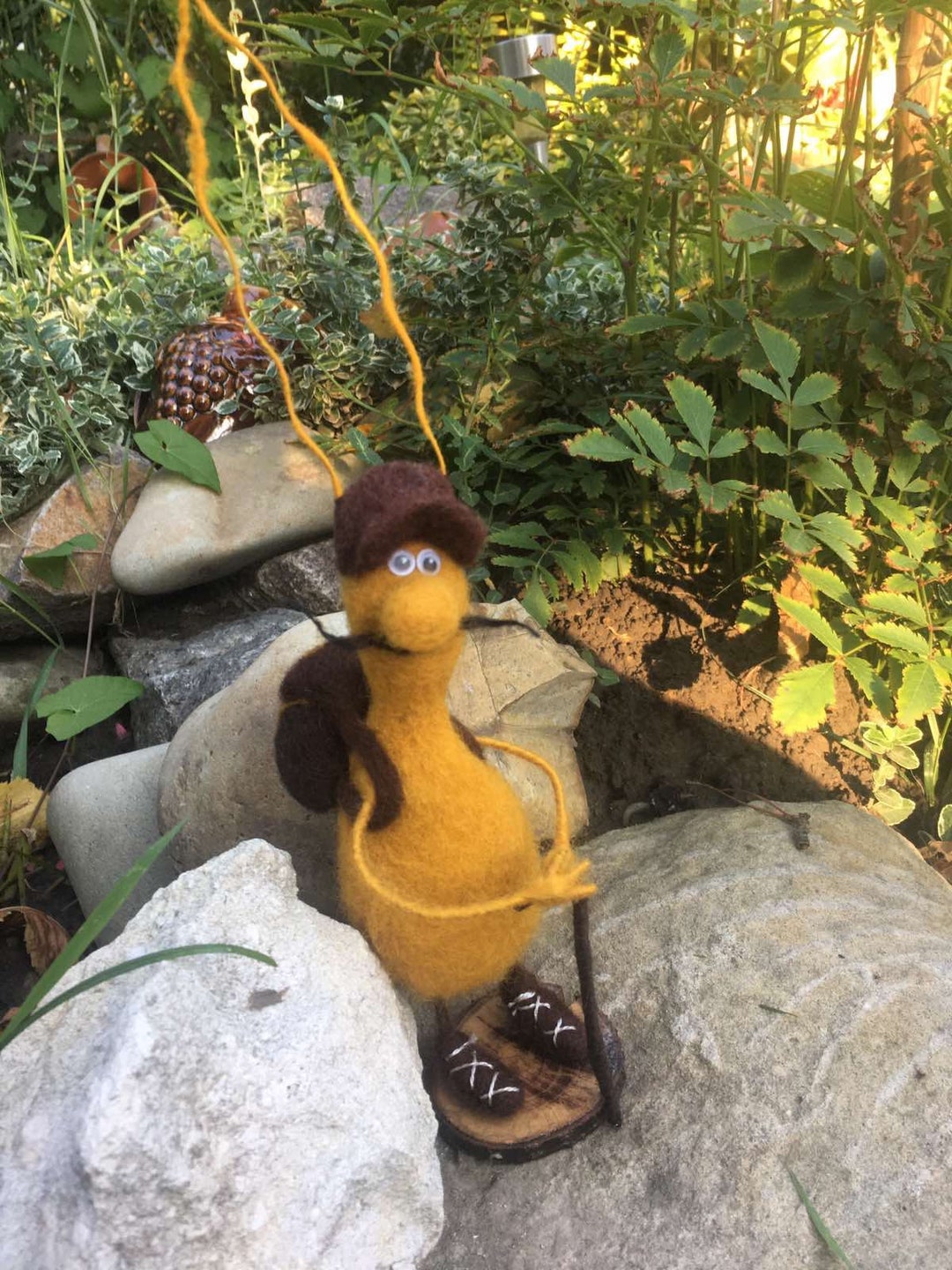 Mushroom Picker Toy, Needle Felted Cockroach, Miniature Animals ...