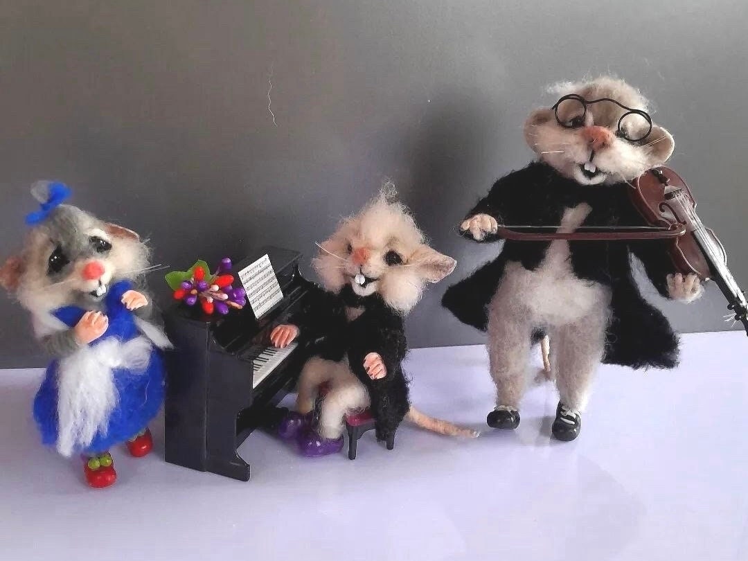 Felted Mouse Musician Trio Set With Fortepiano and Violin. Gift for Mom ...