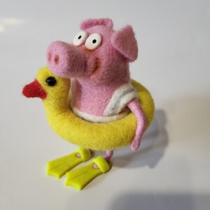 Funny Pig in Flippers Needle Felted Animals. Felting, Summer Gift for ...