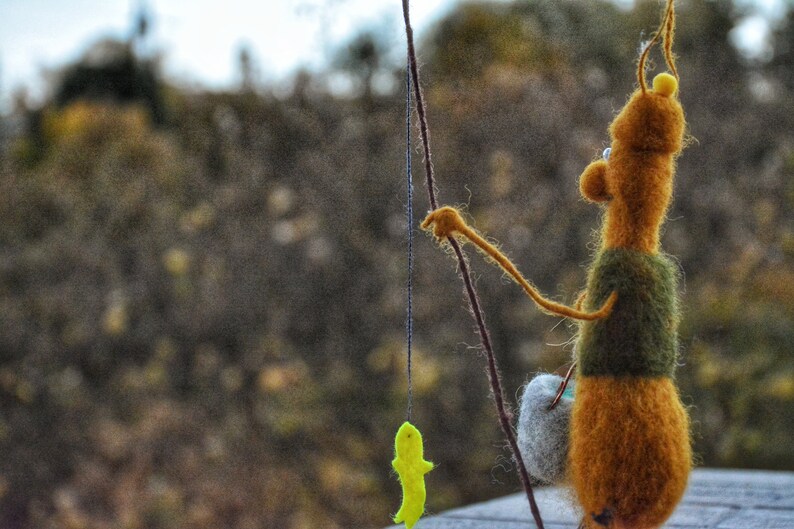 Needle Felted Fisherman Toy Cockroach Felted Cockroach With Rod Toy ...
