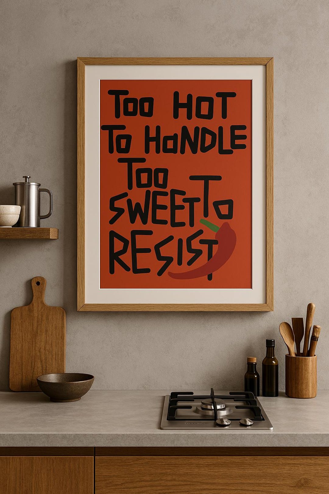 TOO HOT- Kitchen Art Print Hand-designed Illustrated Spicy, Bold ...