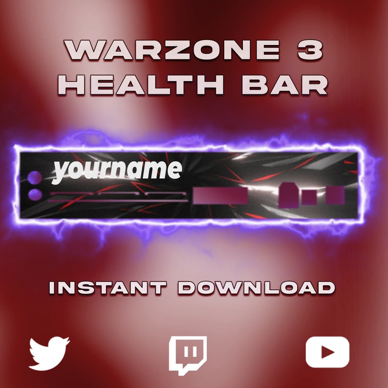 Animated Warzone 3 WZ3 Health Bar for Livestreaming Twitch, Youtube and ...