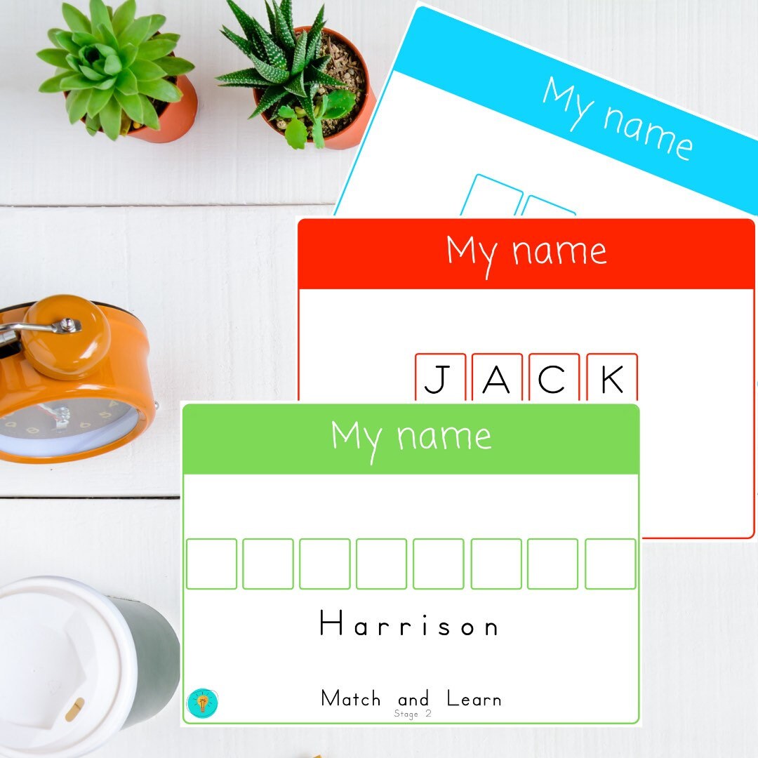 Match and Learn Personalised Name board preschool activities for kids ...