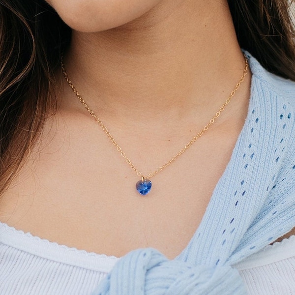 Blue Heart Necklace - Etsy