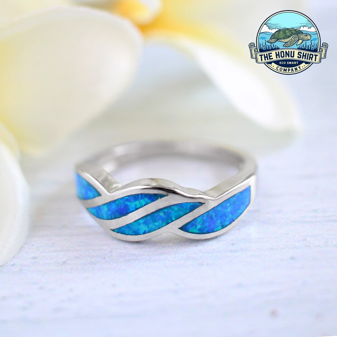 Blue Opal & Sterling Silver Ring, Blue Rings for Women, Gift for Her ...