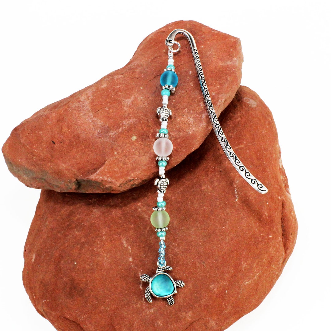 Sea Turtle Bookmark With Frosted Sea Glass, Ocean Lover Gift, Save the ...