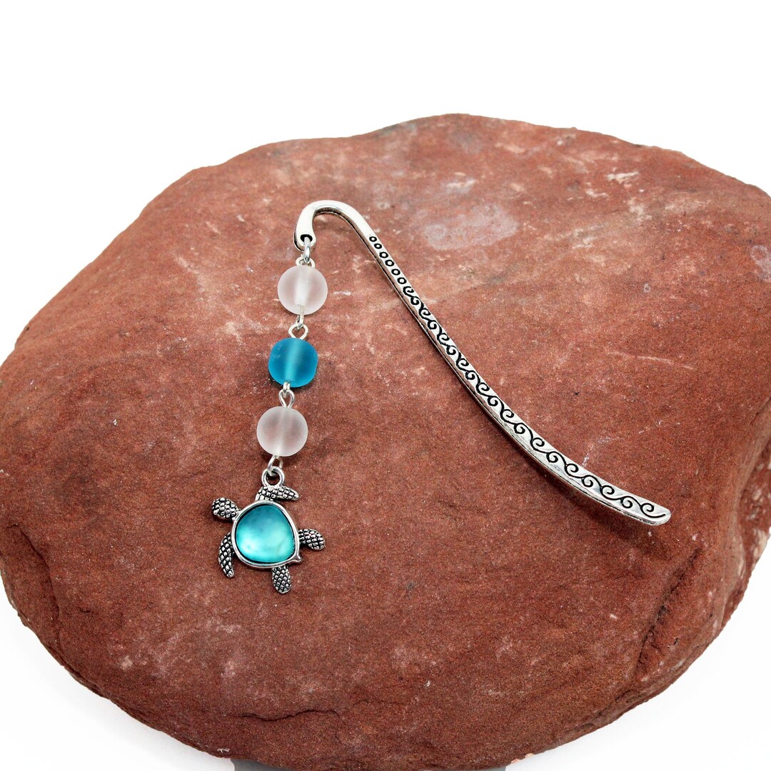 Sea Turtle Bookmark With Frosted Sea Glass, Ocean Lover Gift, Save the ...