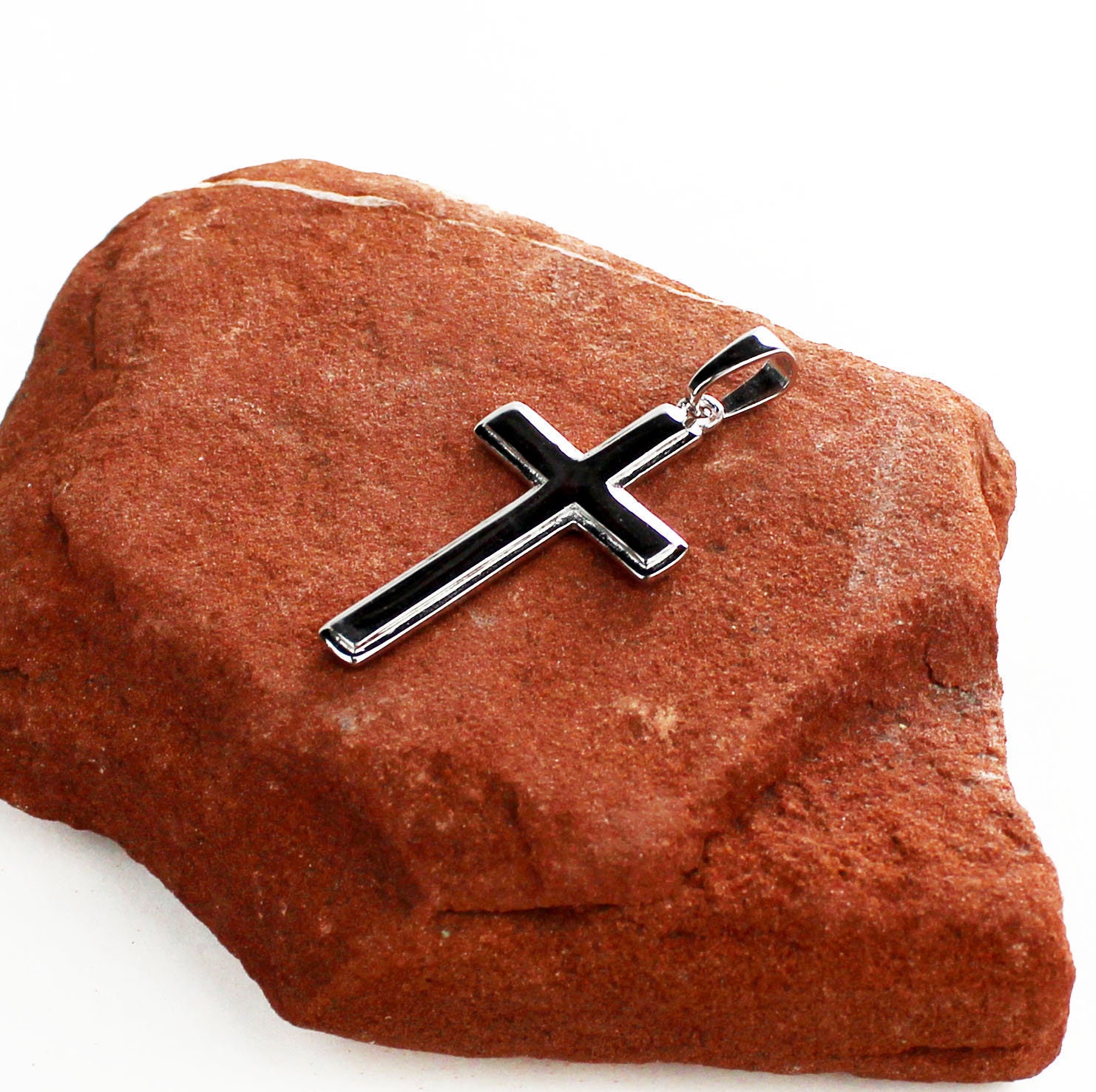 Large Sterling Silver Cross Pendant & Italian Sterling Silver Chain ...