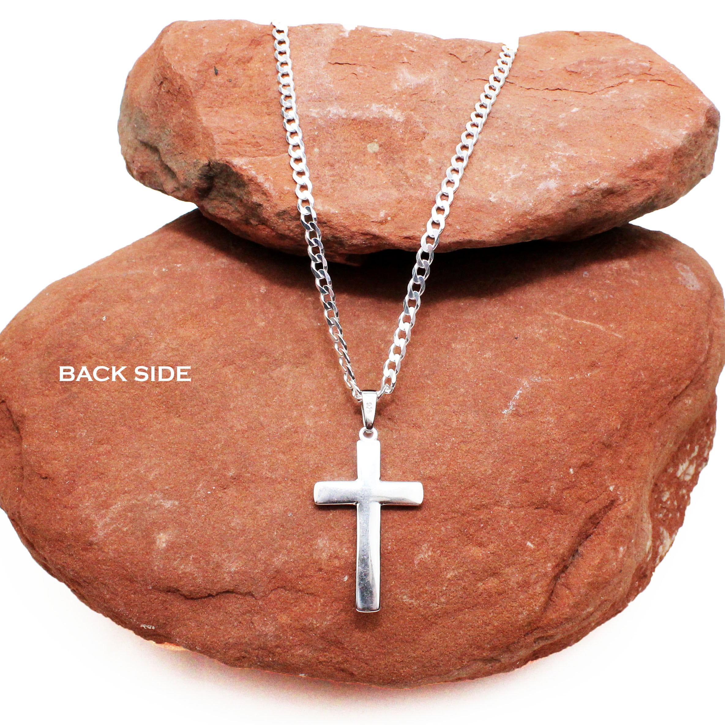 Large Sterling Silver Cross Pendant & Italian Sterling Silver Chain ...