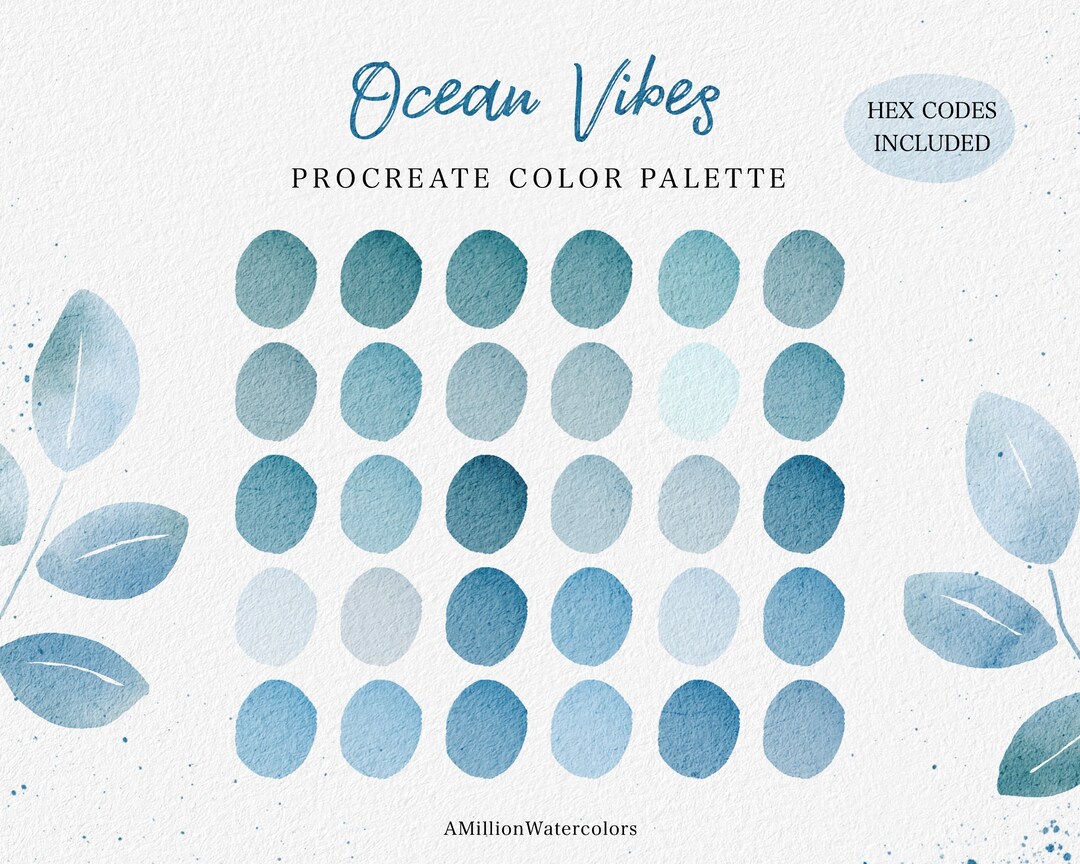 Ocean Procreate Color Palette Sea Blue Color Scheme Green Vintage ...