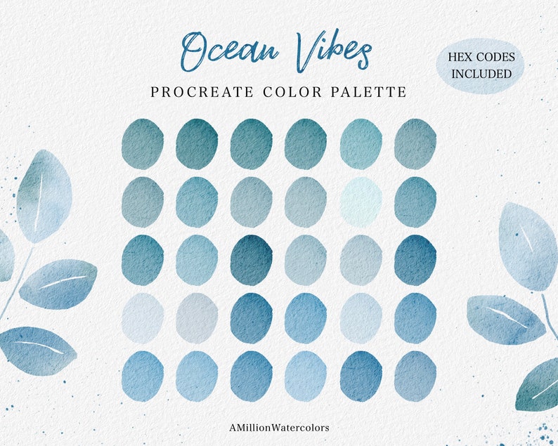 Ocean Procreate Color Palette Sea Blue Color Scheme Green Vintage ...
