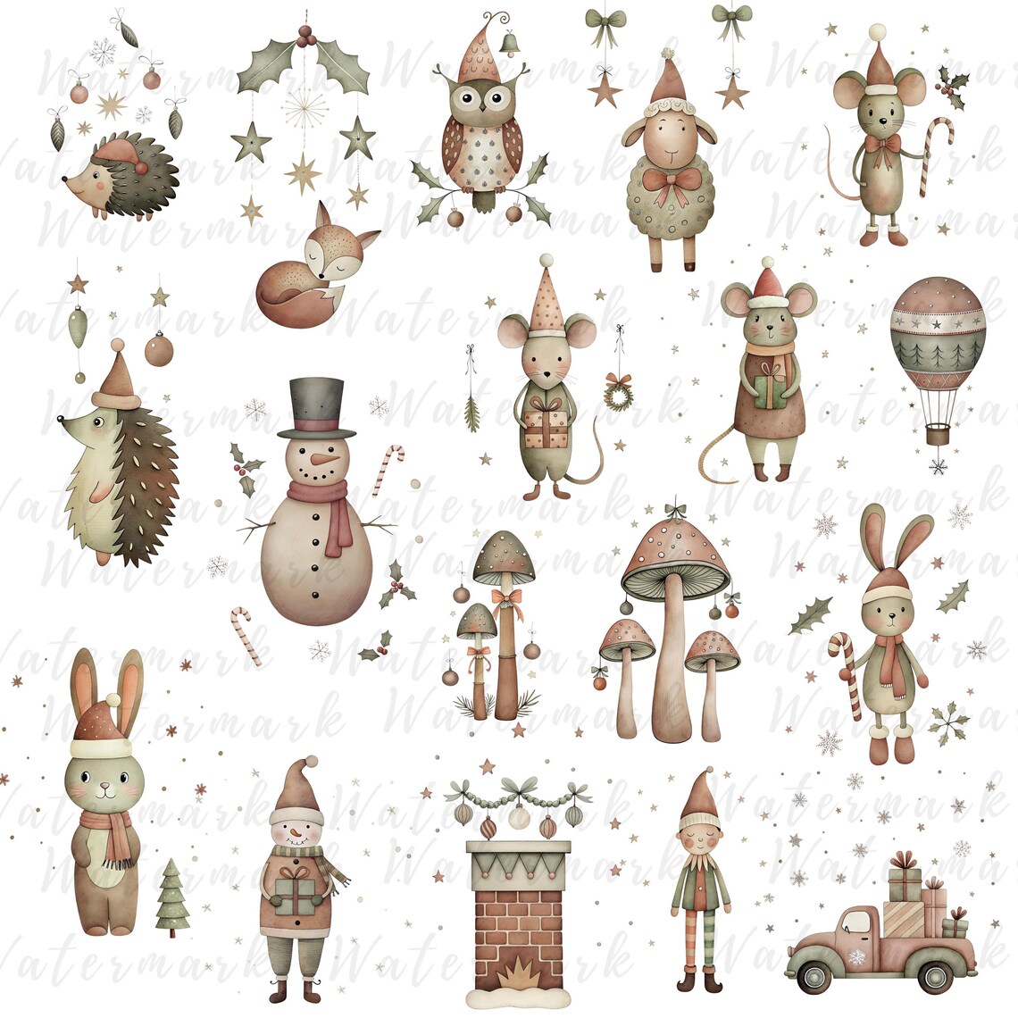 Winter Clipart, Christmas Watercolor Clip Art, Christmas Clipart ...