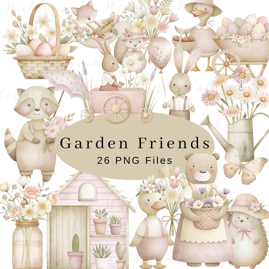 Easter Clipart Watercolor, Country Easter Clipart, Easter Basket ...