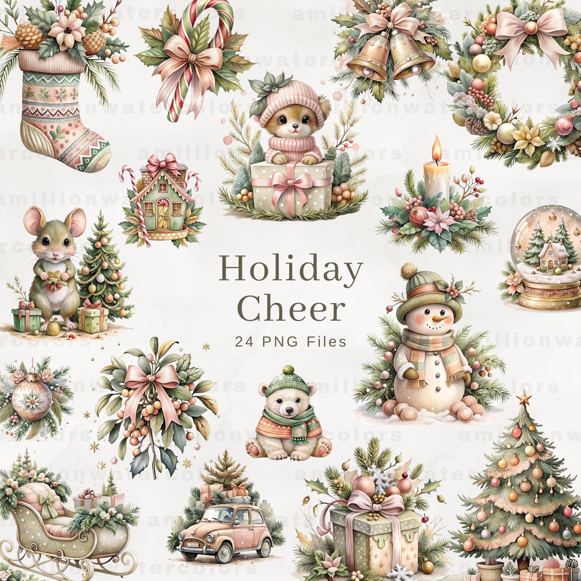 Winter Clipart, Christmas Watercolor Clip Art, Christmas Clipart ...