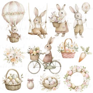 Easter Clipart Watercolor, Country Easter Clipart, Easter Basket ...