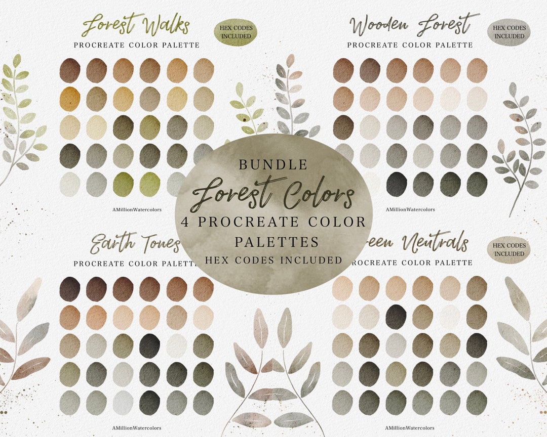 Bundle Procreate Color Palette Green Brown Neutral Colors iPad ...