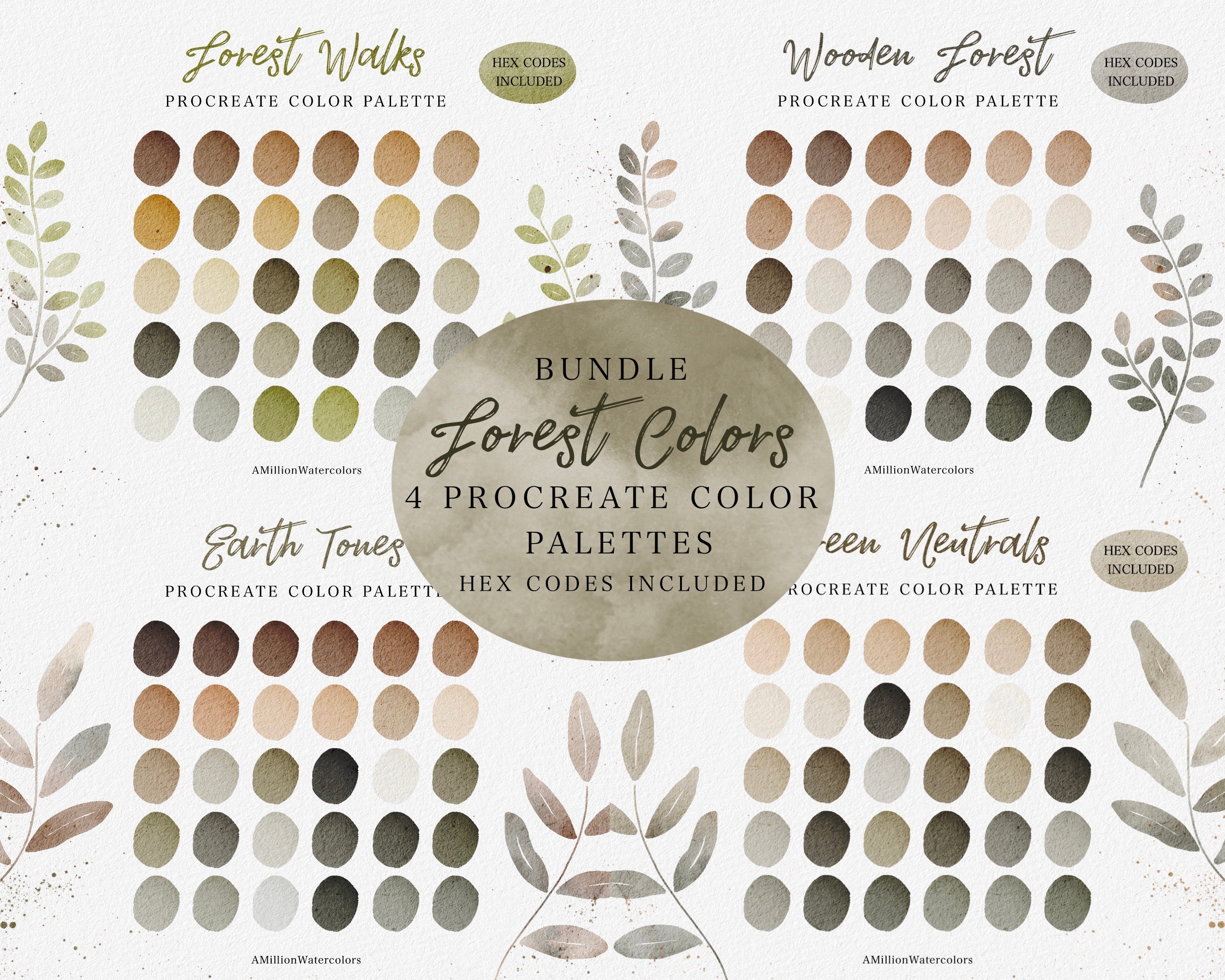 Bundle Procreate Color Palette Green Brown Neutral Colors iPad ...