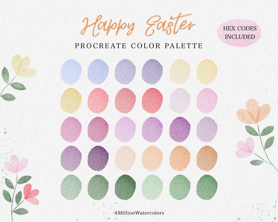 Easter Procreate Color Palette Pastel Pink Green Color Scheme Purple ...