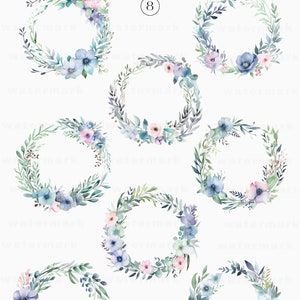 Floral Wreath Clipart, Floral Spring Frames, Watercolor Spring Wreaths ...