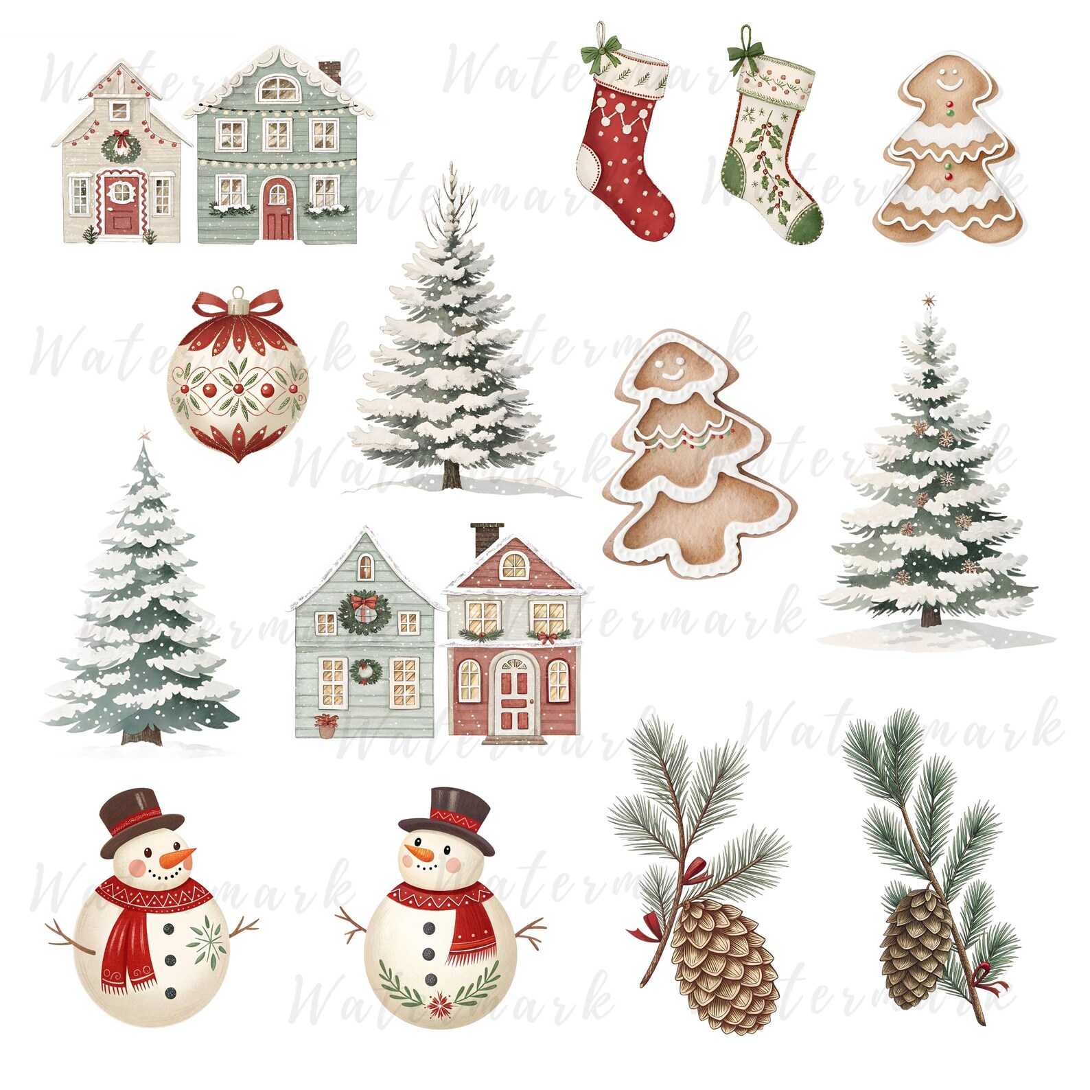 Merry Christmas, Winter Clipart, Christmas Watercolor Clip Art ...