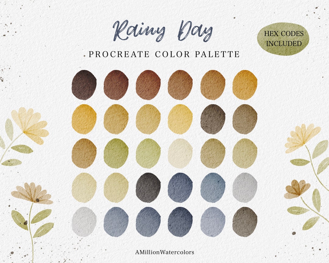 Procreate Color Palette Blue Brown Color Scheme Yellow Color Pack iPad ...