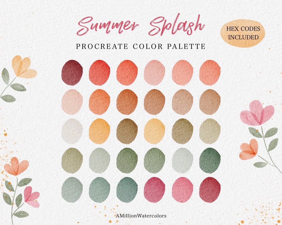 Summer Procreate Color Palette Pink Green Color Bundle Procreate ...