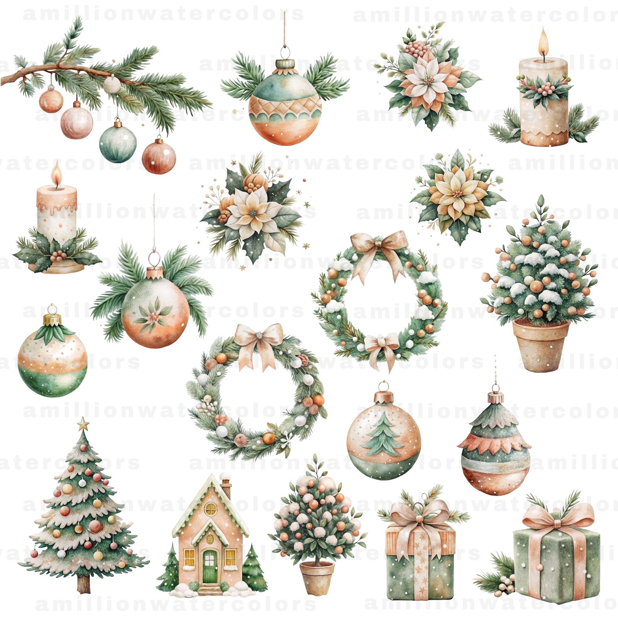 Winter Clipart, Christmas Watercolor Clip Art, Christmas Clipart ...