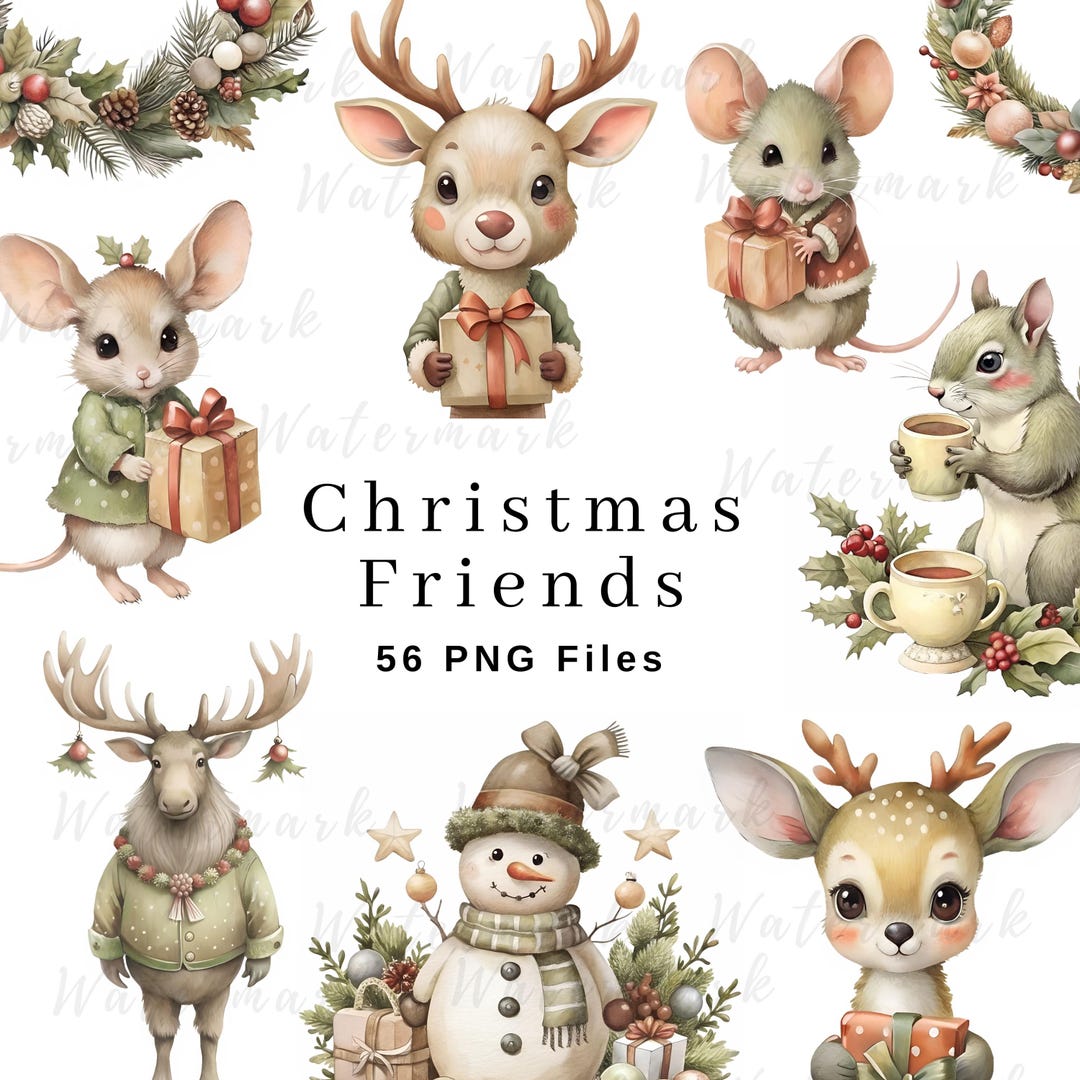 Winter Clipart, Christmas Watercolor Clip Art, Christmas Clipart ...