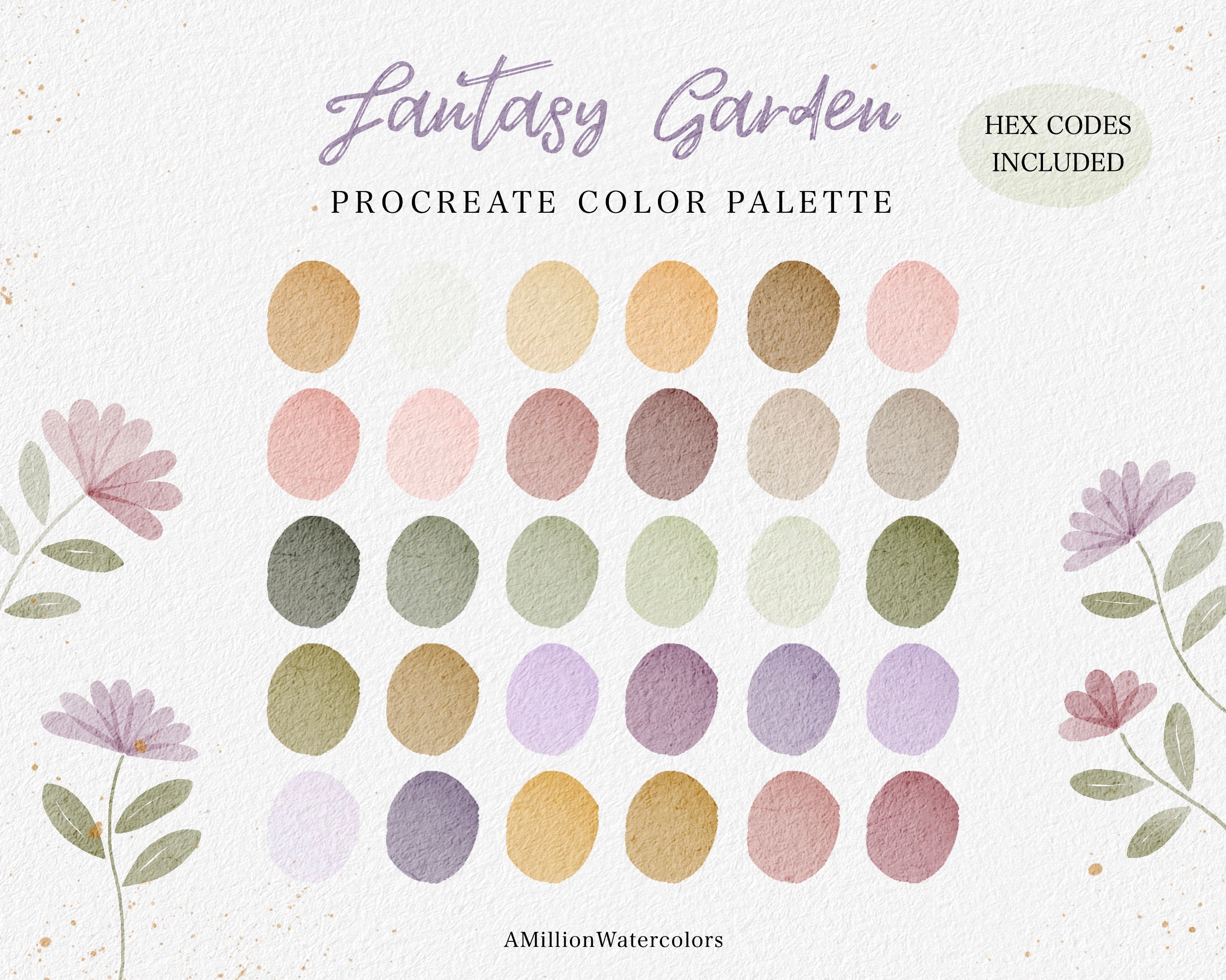Fantasy Procreate Color Palette Garden Pink Yellow Floral Color Scheme ...