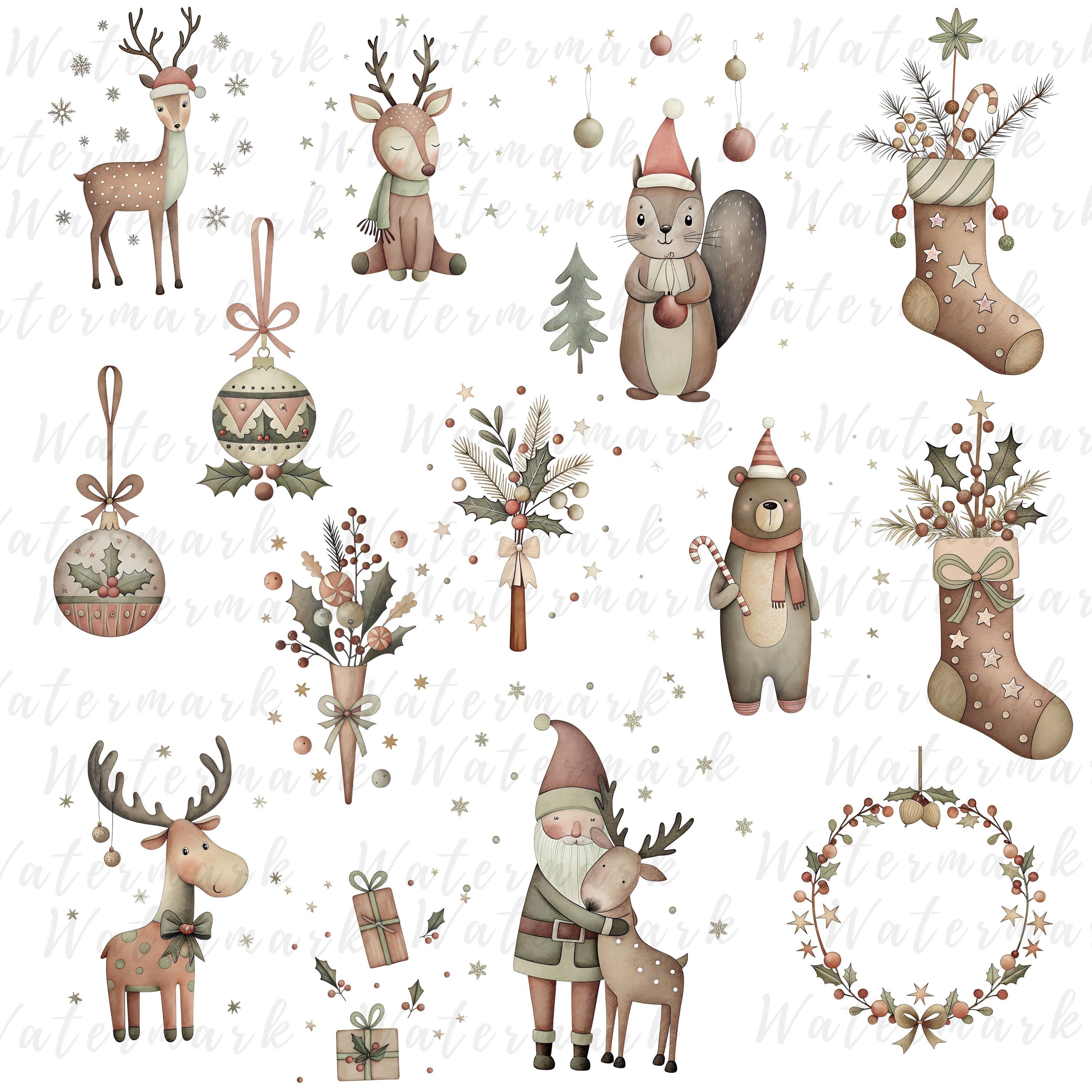 Winter Clipart, Christmas Watercolor Clip Art, Christmas Clipart ...