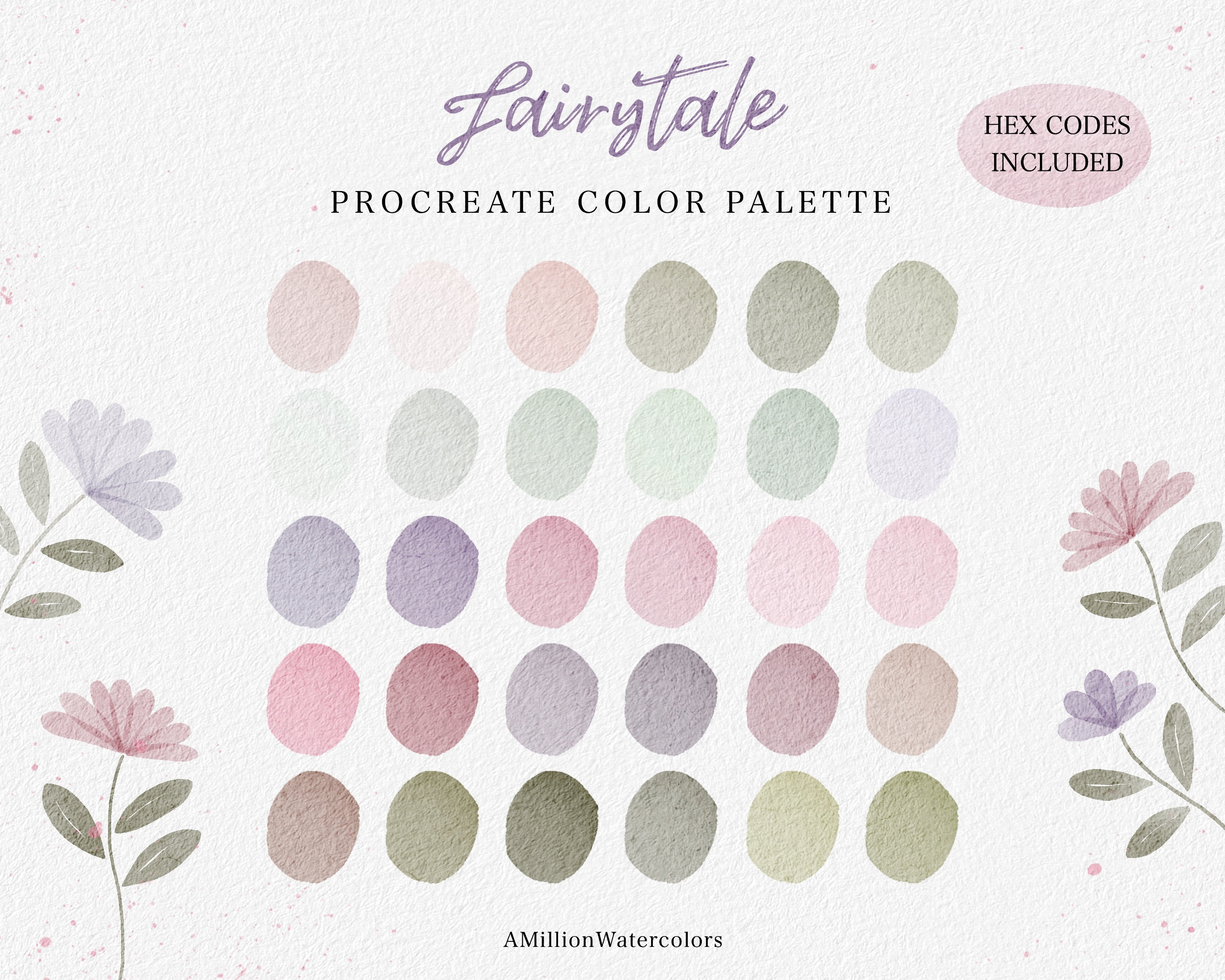 Fairytale Procreate Color Palette Pink Floral Color Scheme Purple ...