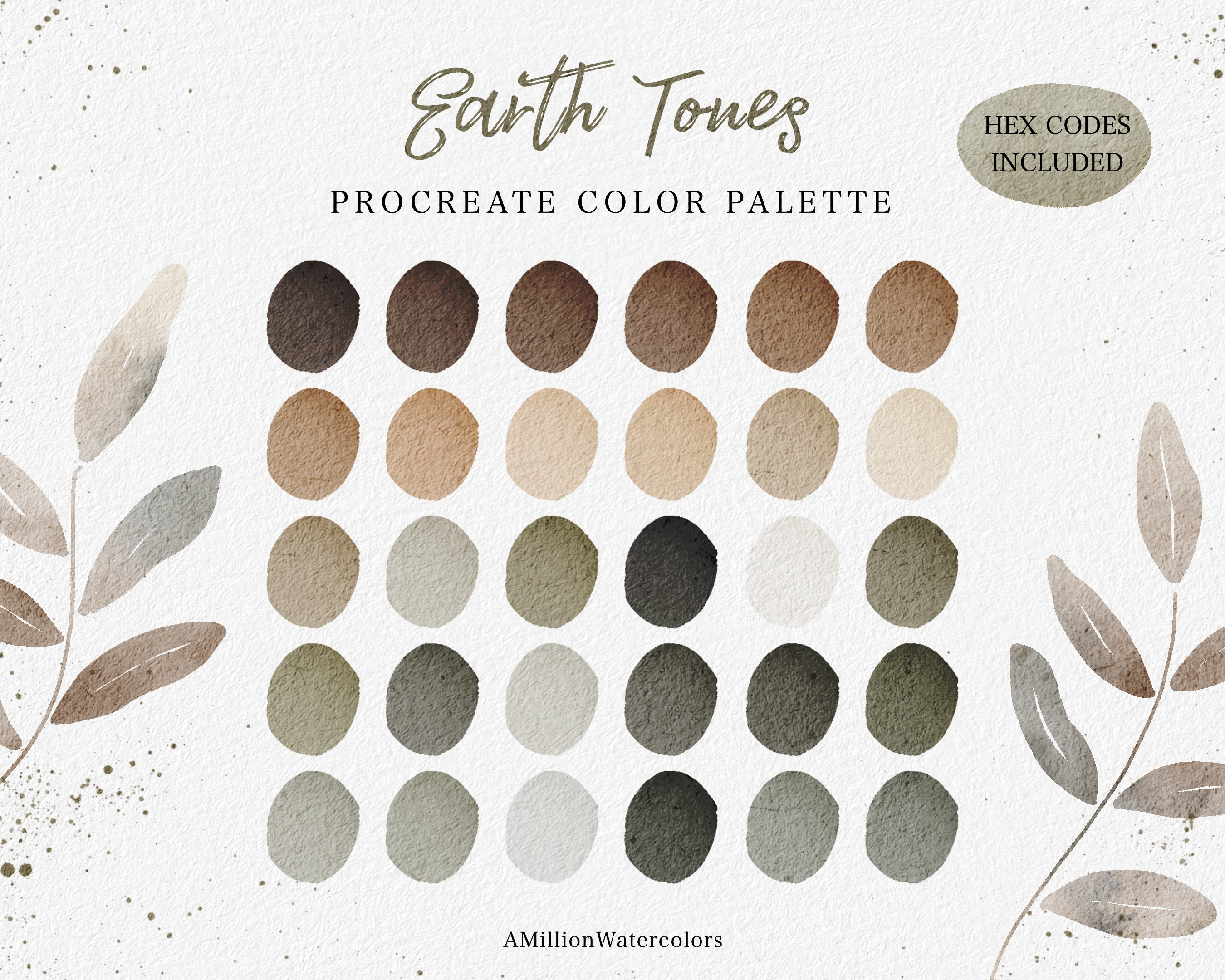 Earth Tones Procreate Color Palette Green Brown Color Scheme Greenery ... Earth Tones Procreate Color Palette Green Brown Color Scheme Greenery ...
