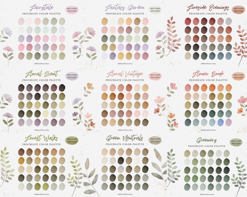 Procreate Color Palette Swatches Palette Bundle Color Palette Procreate Art Ipad Illustration Etsy