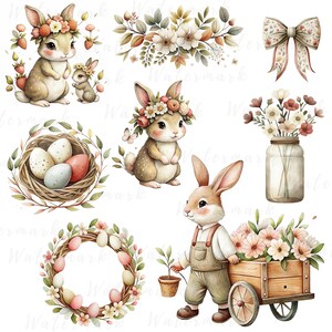 Easter Clipart Watercolor, Country Easter Clipart, Easter Basket ...