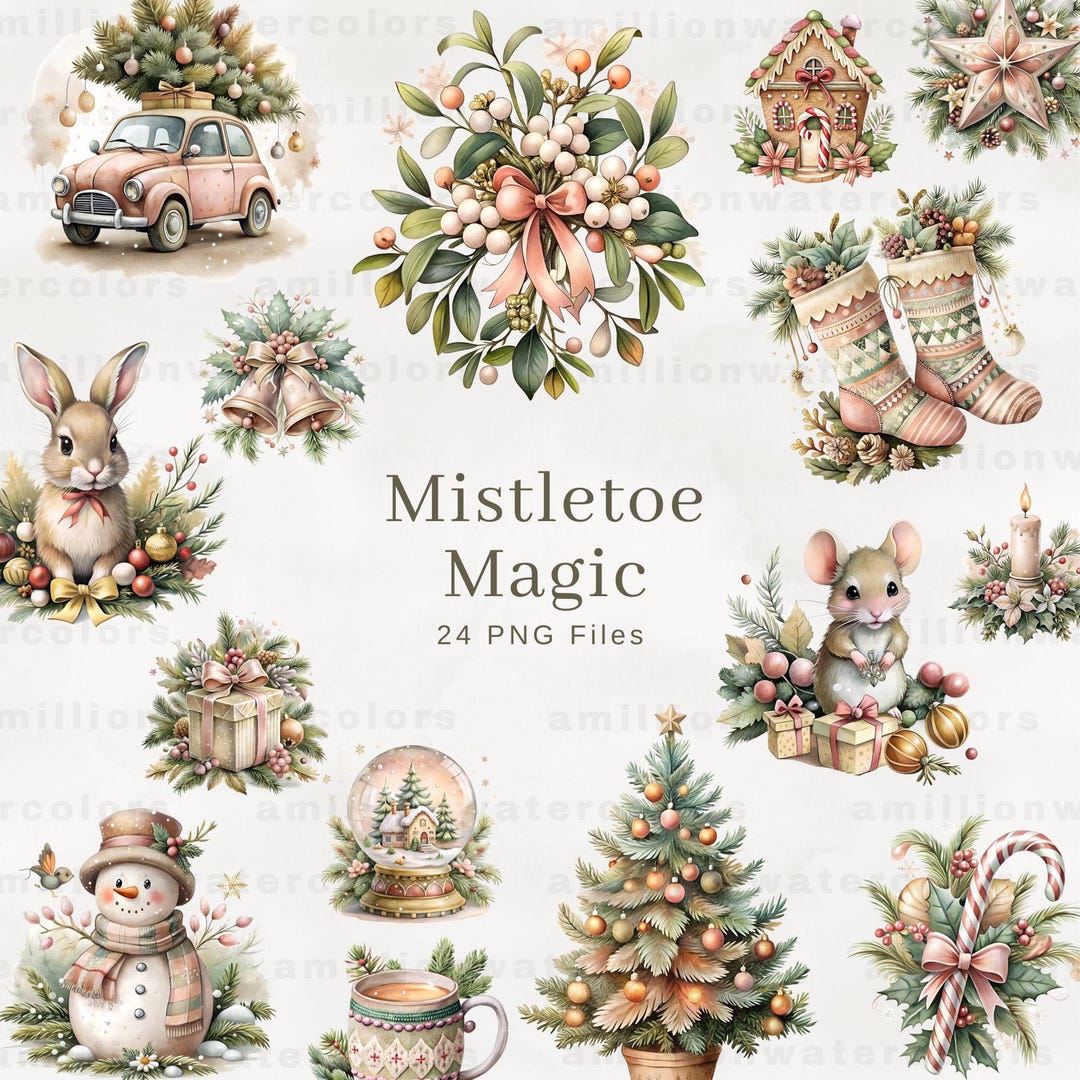 Christmas Watercolor Clipart, Christmas Clip Art, Winter Clipart ...