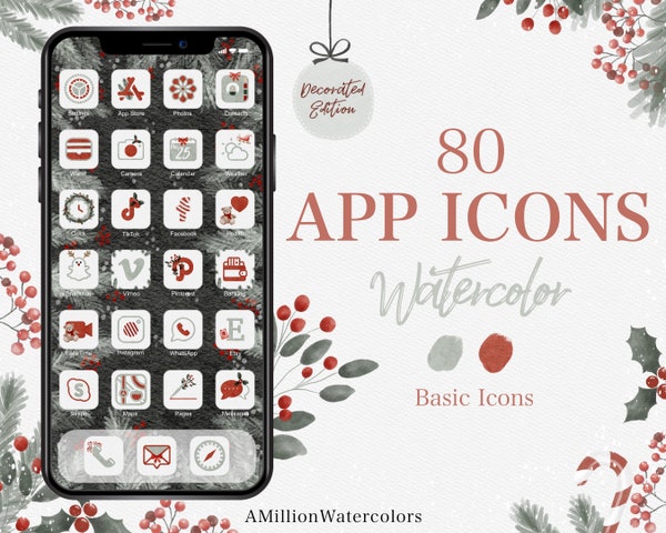 Ios14 Watercolor Floral App Icons Spring App Icon Bundle iPhone Boho ...