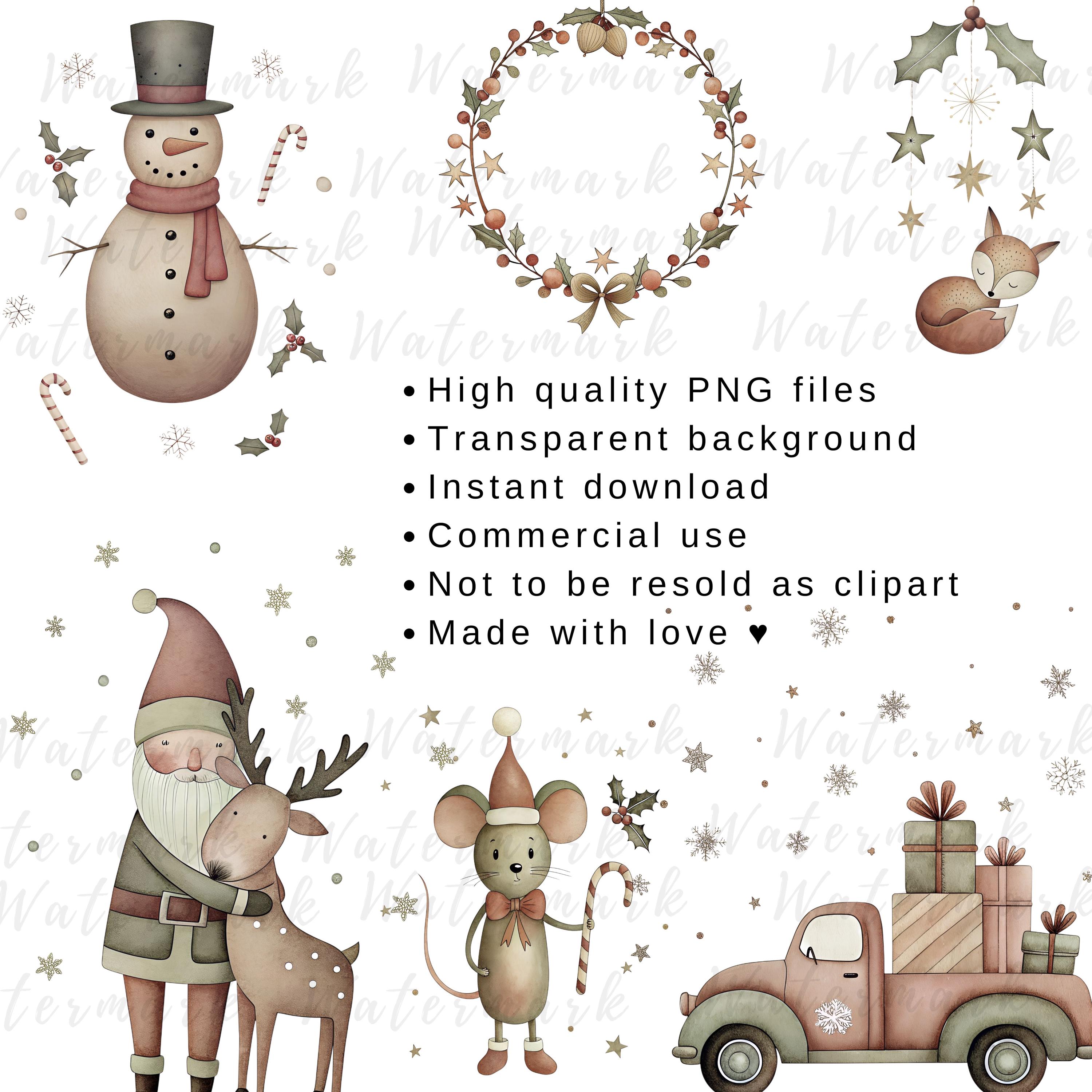 Winter Clipart, Christmas Watercolor Clip Art, Christmas Clipart ...