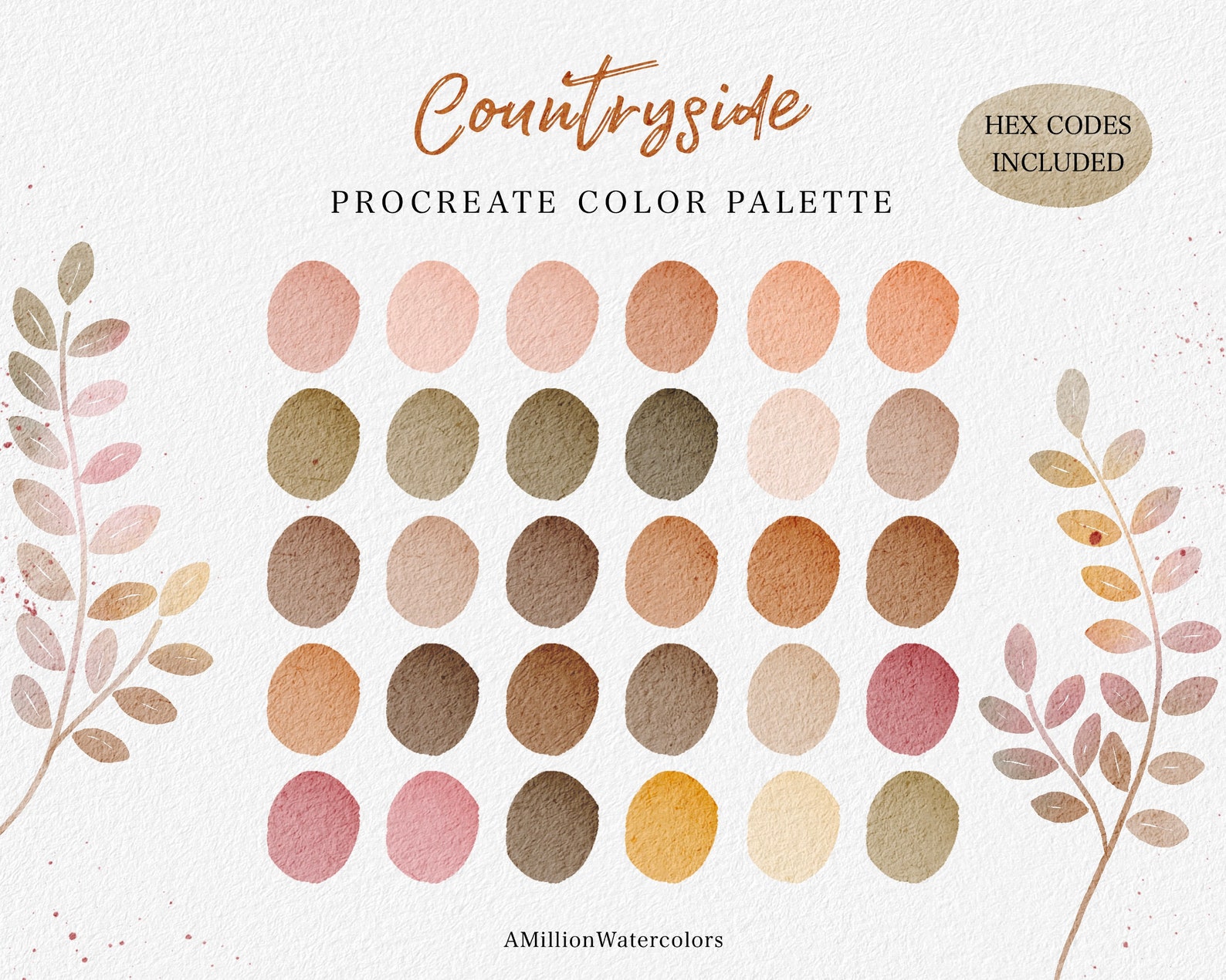 Countryside Procreate Color Palette Cottage Core Color Scheme Vintage ...
