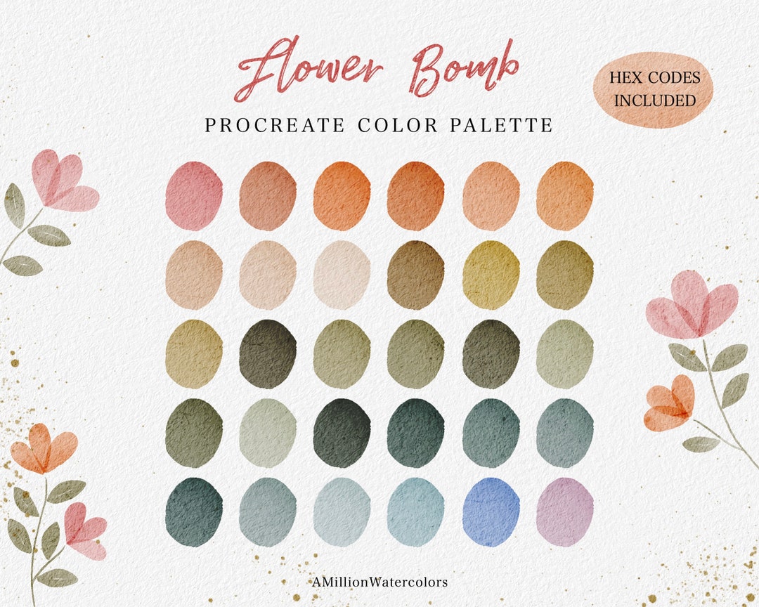 Floral Procreate Color Palette Boho Colors Spring Flower Watercolor ...