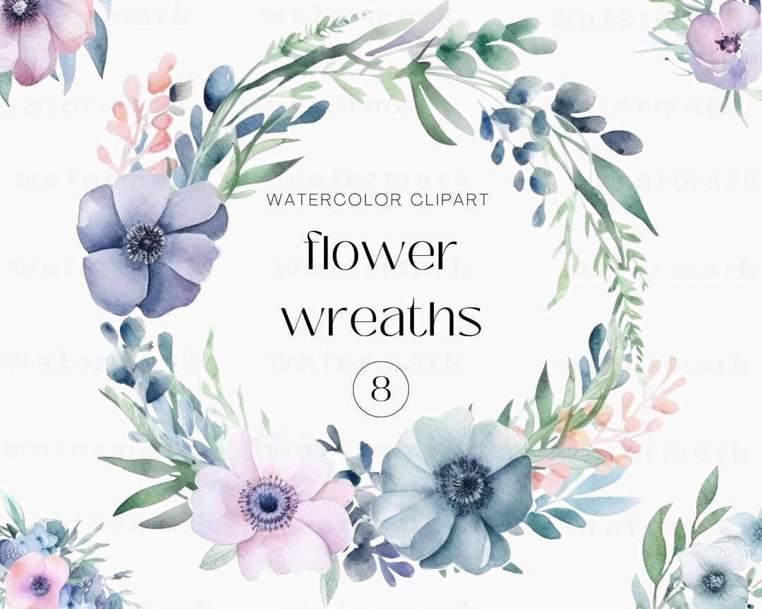 Floral Wreath Clipart, Floral Spring Frames, Watercolor Spring Wreaths ...