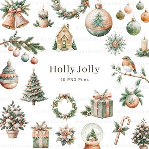 Winter Clipart, Christmas Watercolor Clip Art, Christmas Clipart ...