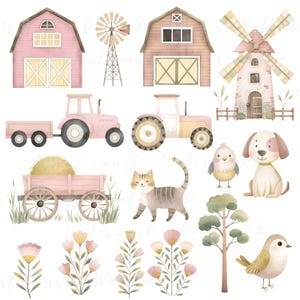 Cute Farm Clipart, Farm Animals Watercolor Digital Clipart, Farm ...