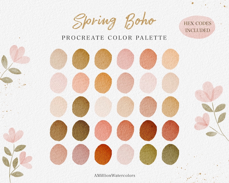 Procreate Color Palette Spring Boho Pink Green Yellow Color Scheme - Etsy